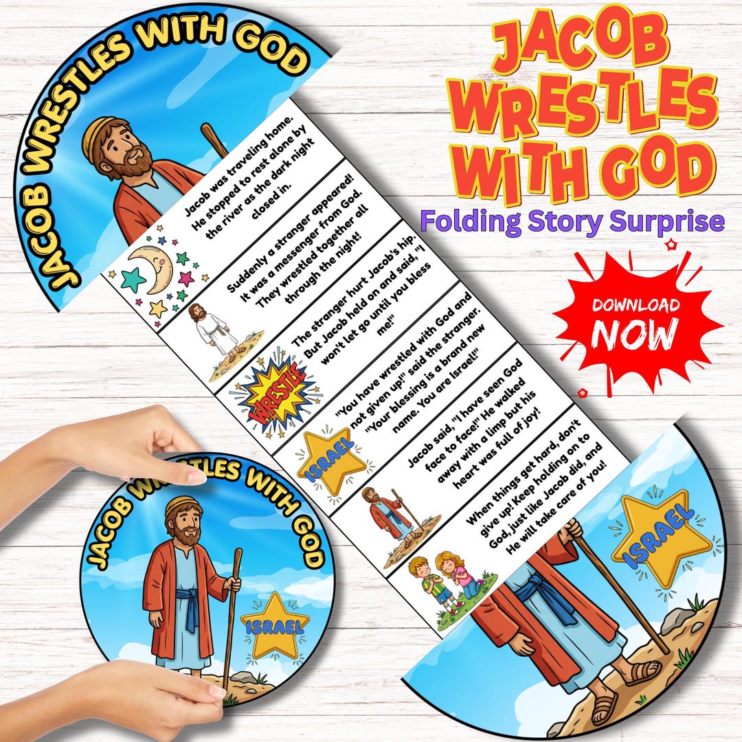 Jacob Wrestles With God Folding Surprise Printable Mini Book, Bible ...