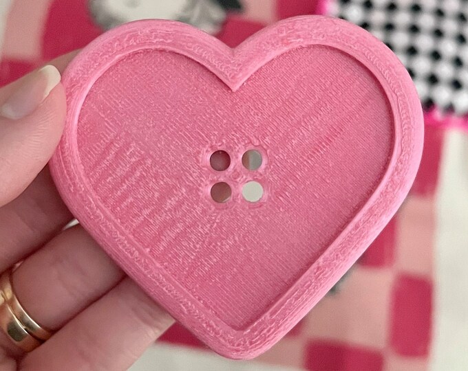 Extra Large Red Pink Heart Button, Big 4 Hole Cute Heart Shaped Button ...