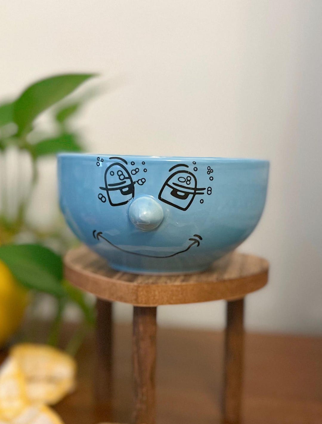 Vintage Anthropomorphic Blue Smiley Bowl - Etsy