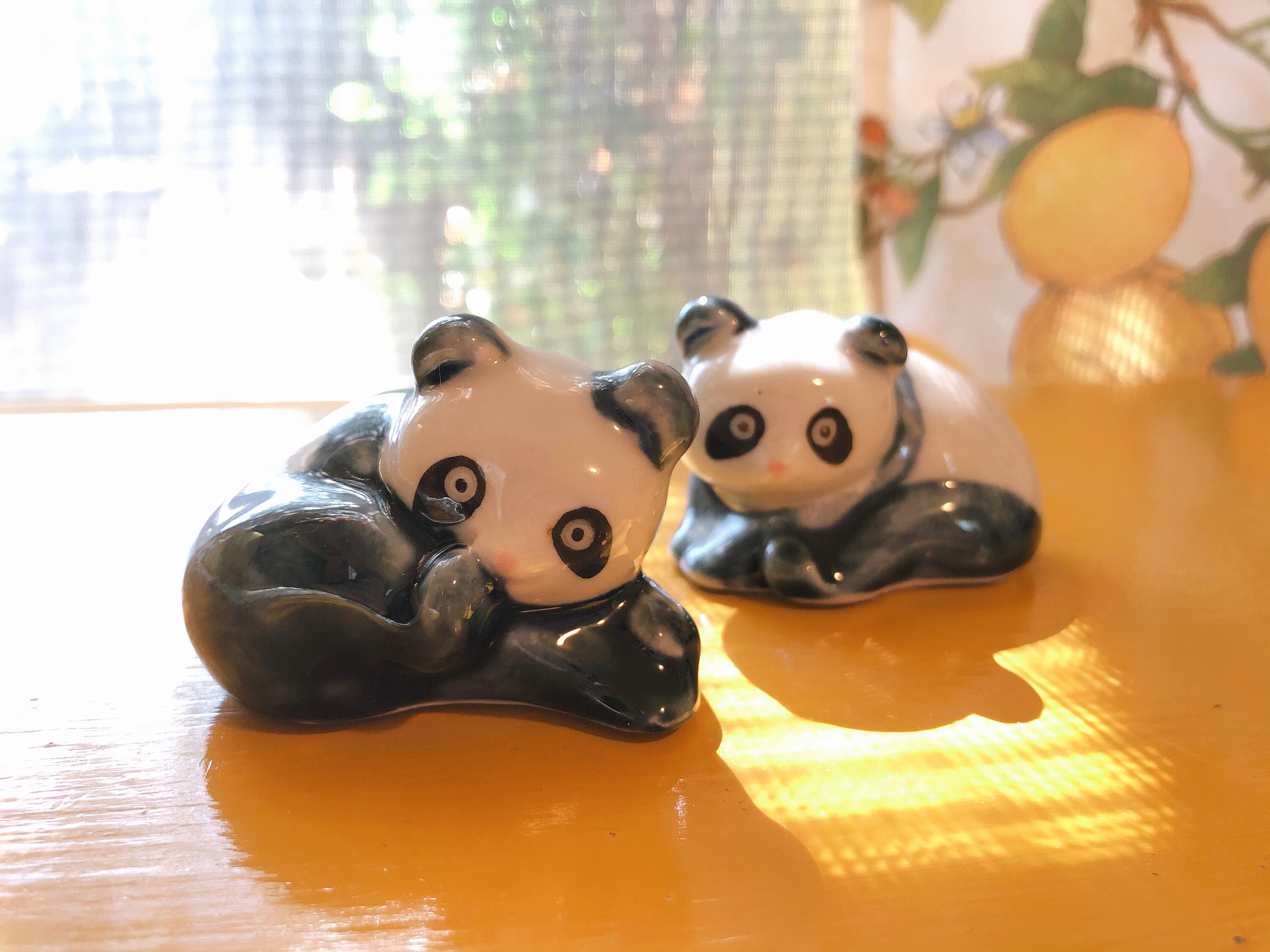 Set/Pair of Giant Panda Glazed Ceramic Figurines Set 2 | Etsy