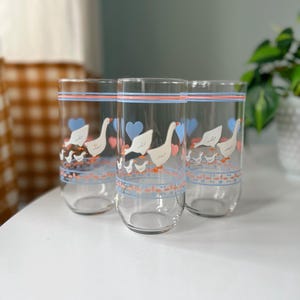 Set of 3 Vintage Libbey Goose and Hearts Drinking Glasses - Etsy