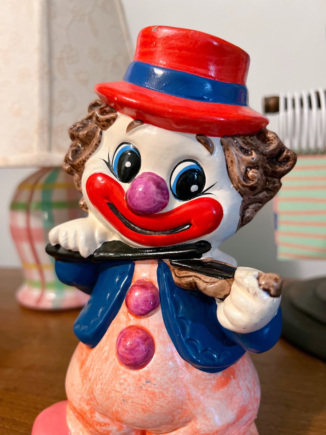 Vintage Happy Chalk Ware Clown Bank - Etsy