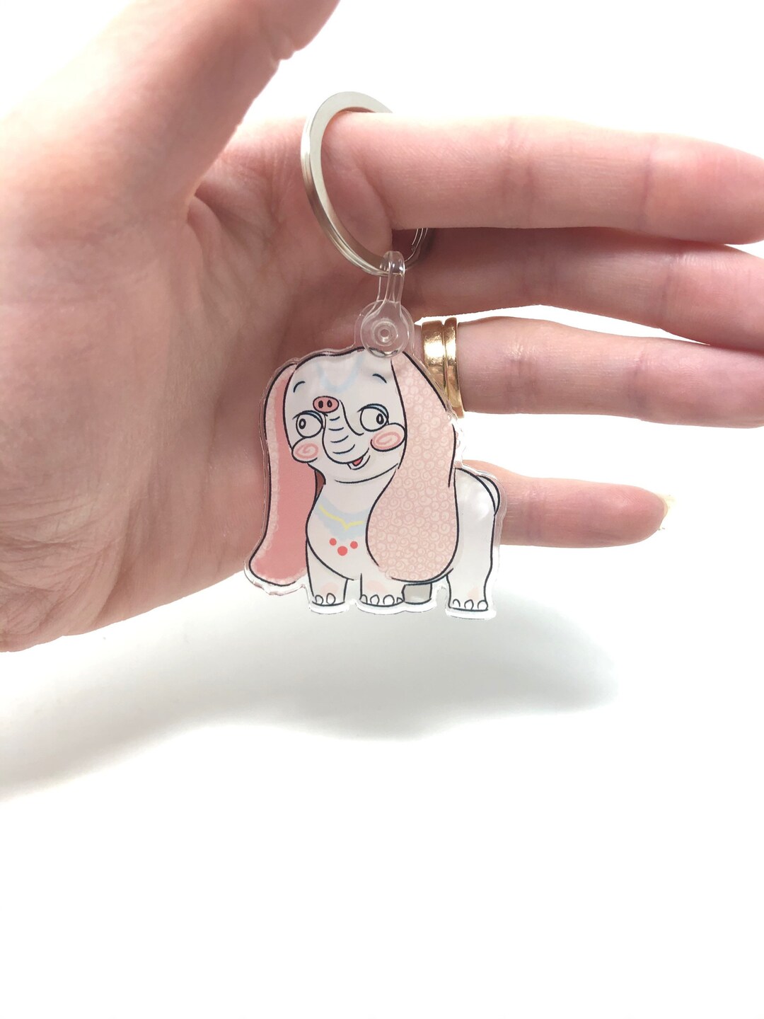 Pink Elephant Squeak Toy Doodle Keychain - Etsy