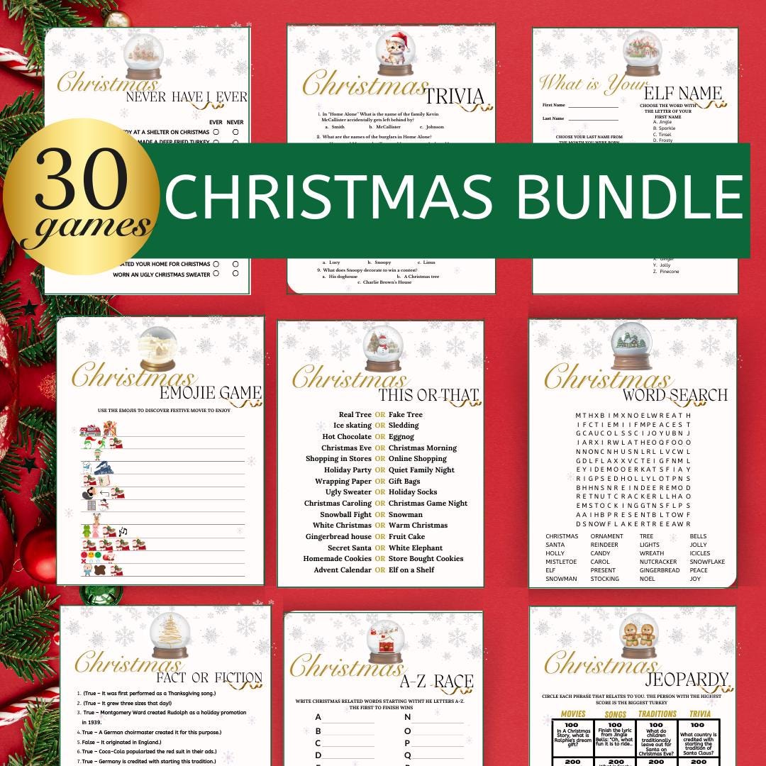 Christmas Party Games Bundle, Printable Holiday Games, Christmas Trivia ...