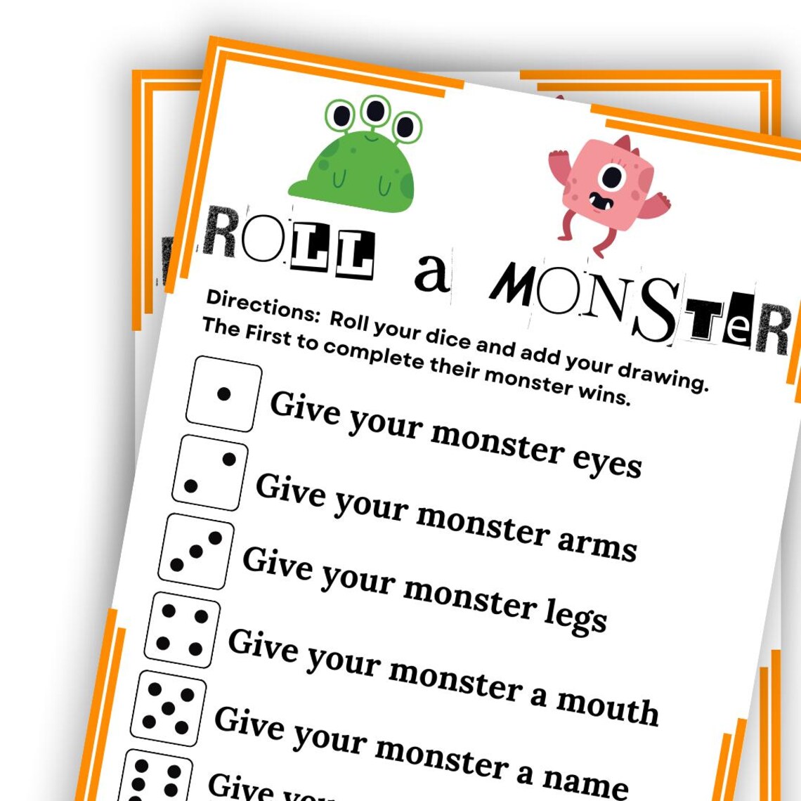 Roll A Monster Game | Printable Halloween Game | Halloween Activity for ...