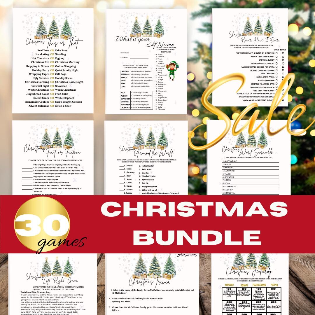 Christmas Party Games Bundle, Printable Holiday Games, Christmas Trivia ...