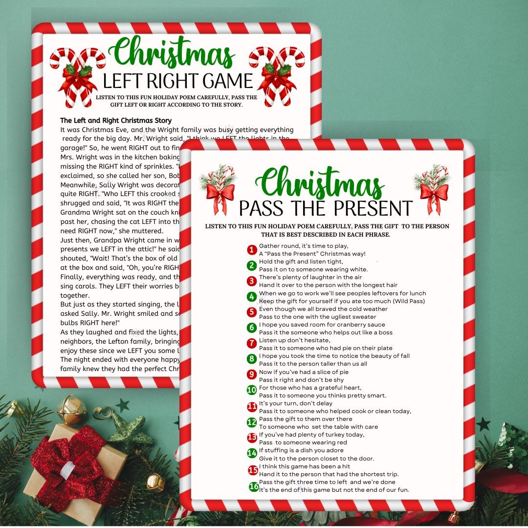 Christmas Pass the Gift Game Printable, Office Christmas Party Games ...