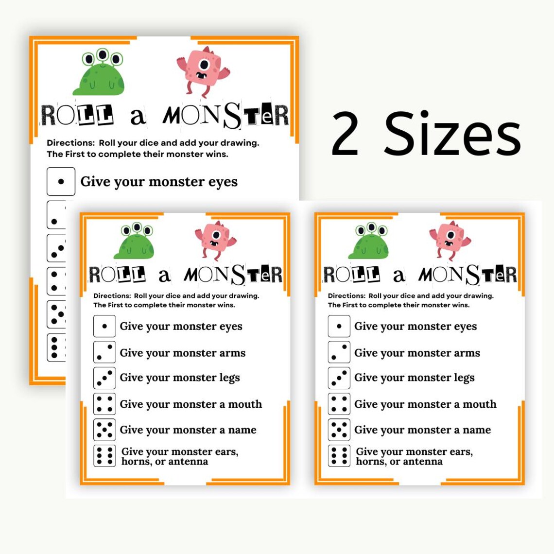 Roll A Monster Game | Printable Halloween Game | Halloween Activity for ...