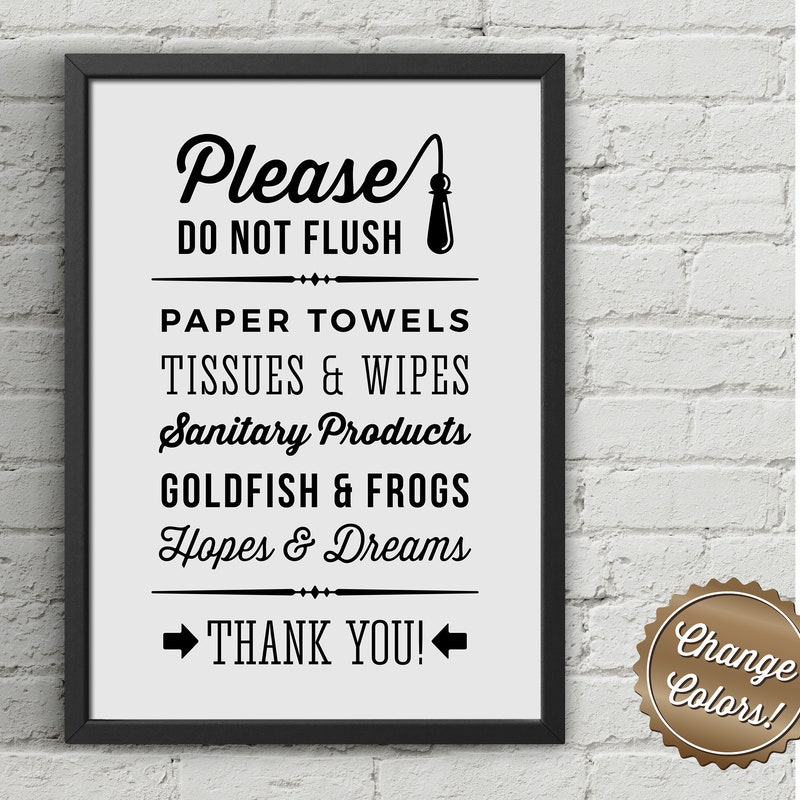 Please Flush the Toilet Sign - Etsy
