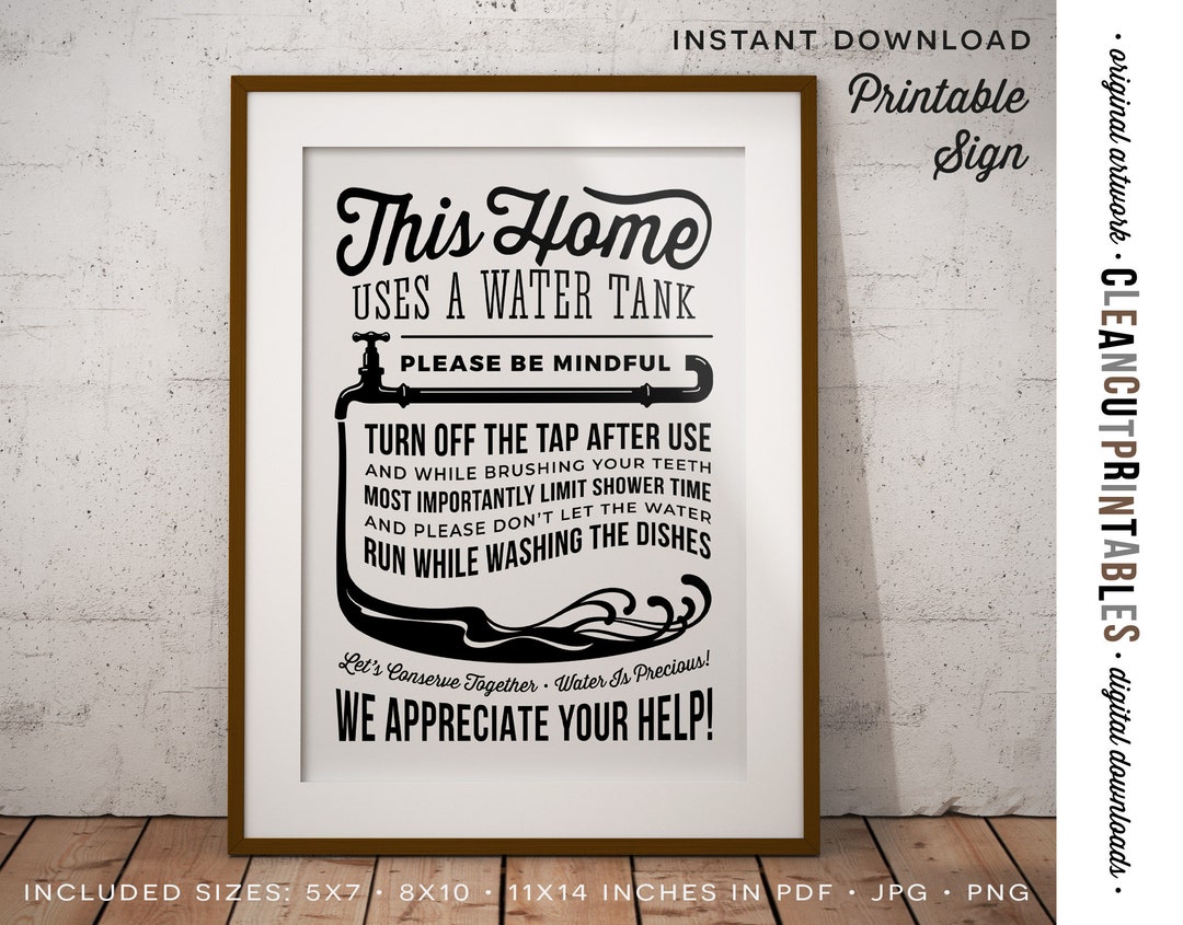 Water Rules Sign for Home With Water Tank - Do Not Waste Water Sign ...