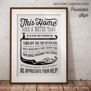 Water Rules Sign for Home With Water Tank - Do Not Waste Water Sign ...