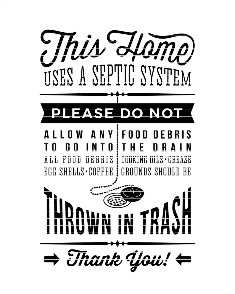 Kitchen Sign Septic System No Garbage Disposal Kitchen - Etsy Canada