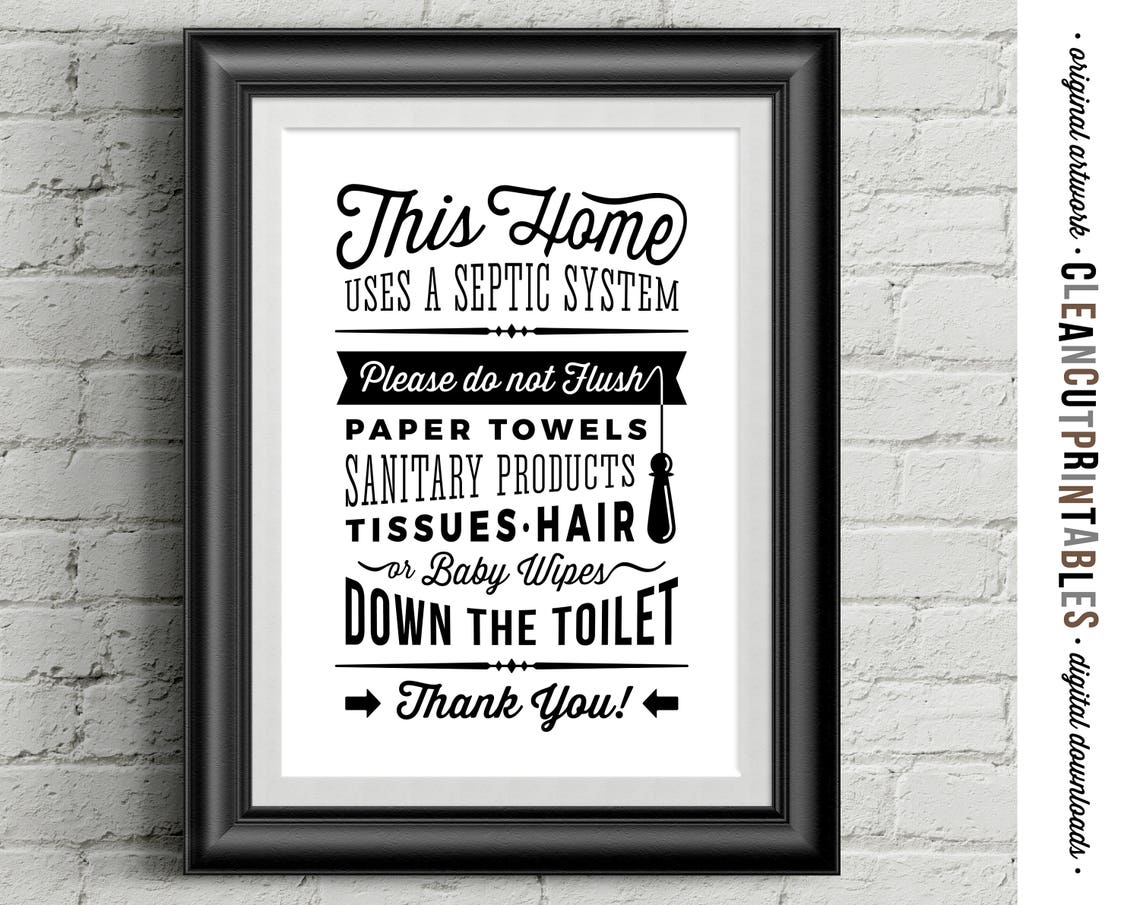 Bathroom Sign Septic System Do Not Flush Toilet Sign PDF - Etsy