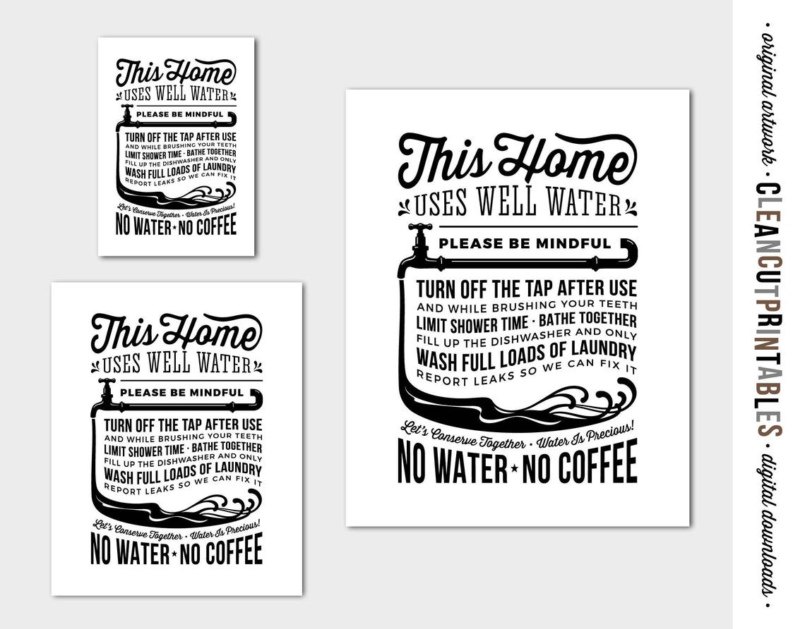 Water Rules Sign for Home With Water Well - Save Water Conserve Drought ...