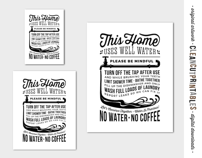 Water Rules Sign for Home With Water Well - Save Water Conserve Drought ...