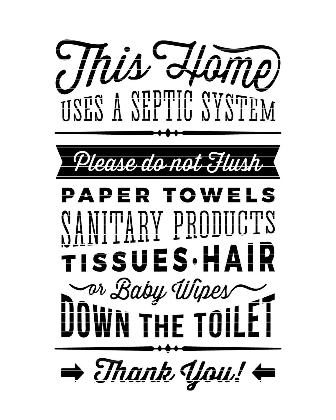 Bathroom Sign Septic System no Flush Handle Do Not Flush - Etsy