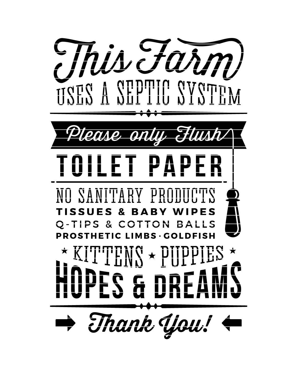 Farm Bathroom Wall Art - Septic System Farm Sign Only Toilet Paper Do ...