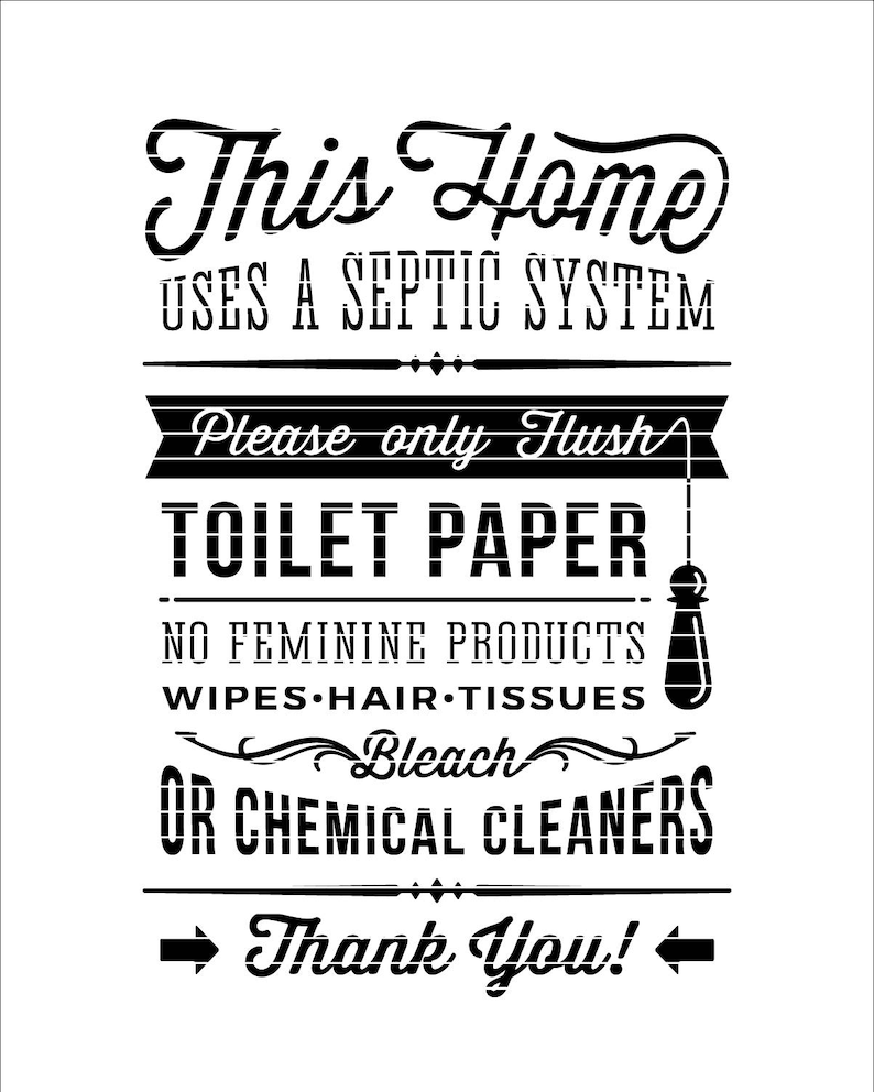 Bathroom Sign Septic System - Only Flush Toilet Paper - PDF JPG PNG ...