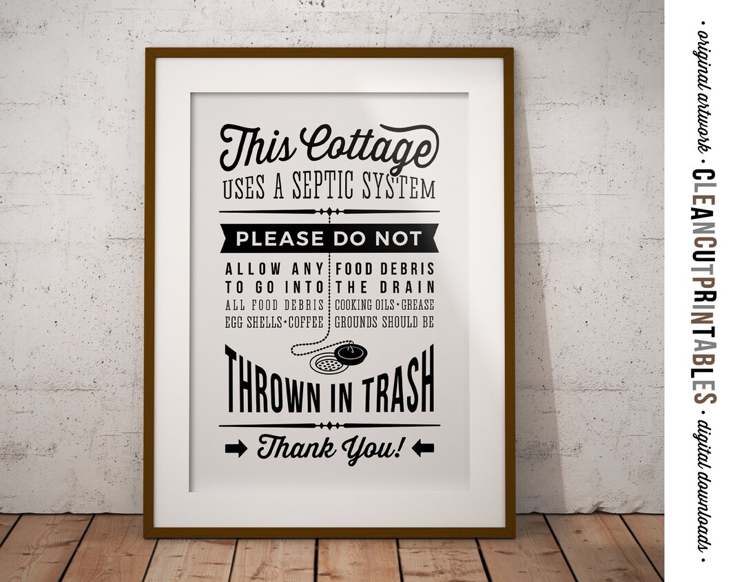 Cottage Kitchen Sign Septic System - Cottage Kitchen Wall Art Food ...