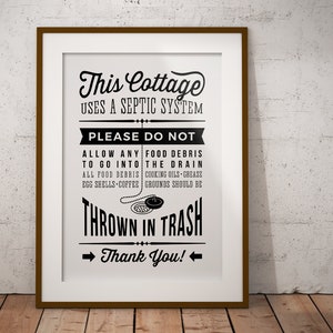 Cottage Kitchen Sign Septic System - Cottage Kitchen Wall Art Food ...
