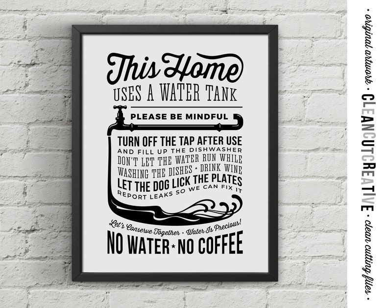 Funny Kitchen Water Rules Sign for Home With Water Tank - Save Water ...