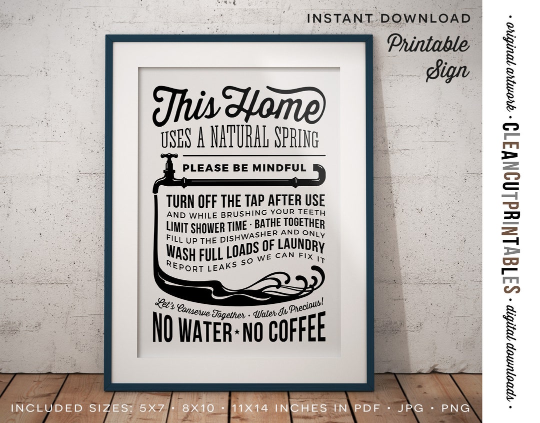 Water Rules Sign for Home With Natural Spring - Save Water Funny Coffee ...