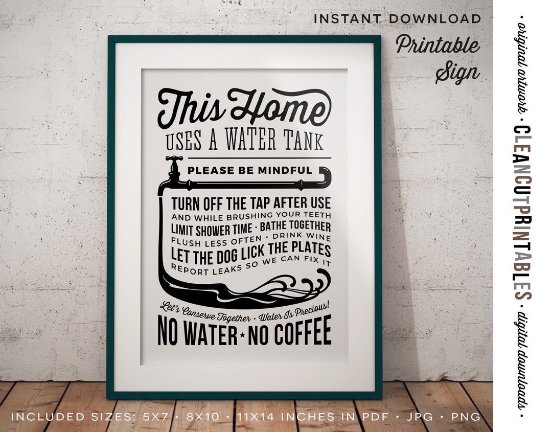 Funny Water Rules Sign for Home With Water Tank - Save Water Conserve ...