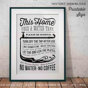 Funny Water Rules Sign for Home With Water Tank - Save Water Conserve ...
