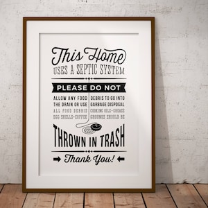 Rustic Kitchen Sign Septic System - Do Not Flush Food Debris Black ...