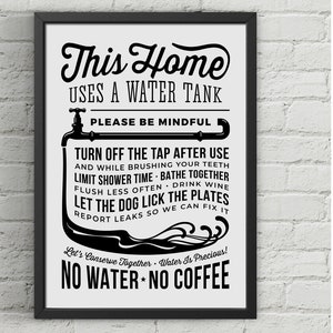 Funny Water Rules Sign for Home With Water Tank - Save Water Conserve ...