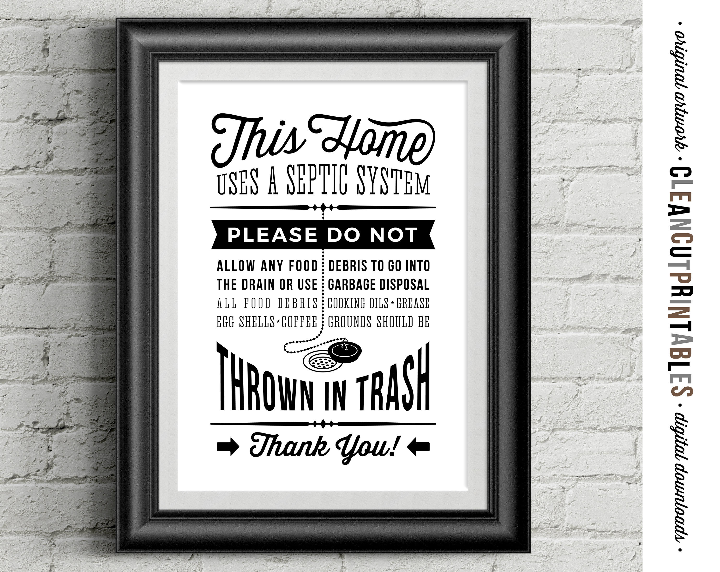 Rustic Kitchen Sign Septic System Do Not Flush Food Debris - Etsy