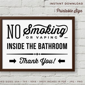 No Smoking or Vaping Inside the Bathroom Vintage Rustic No Smoking ...