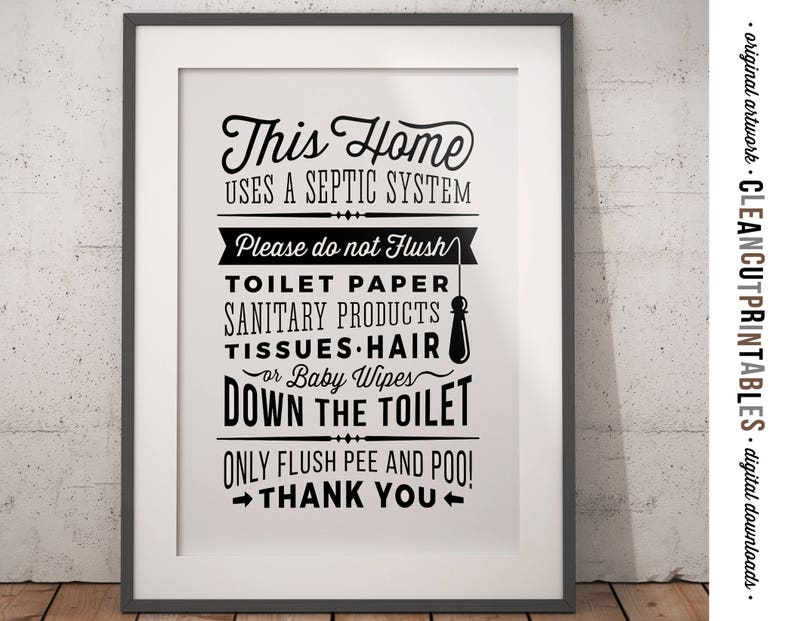 Do Not Flush Toilet Sign - Only Pee and Poo - Bathroom Sign Septic ...