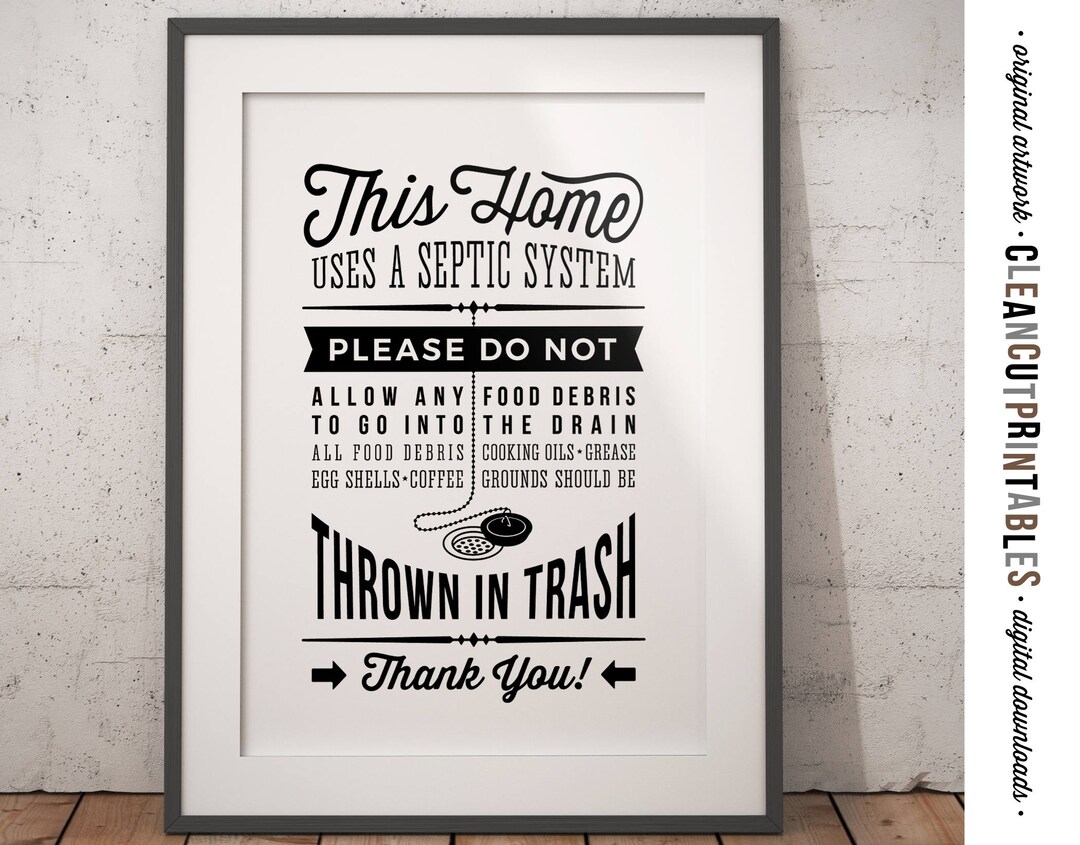 Kitchen Sign Septic System - No Garbage Disposal - Kitchen Wall Art ...