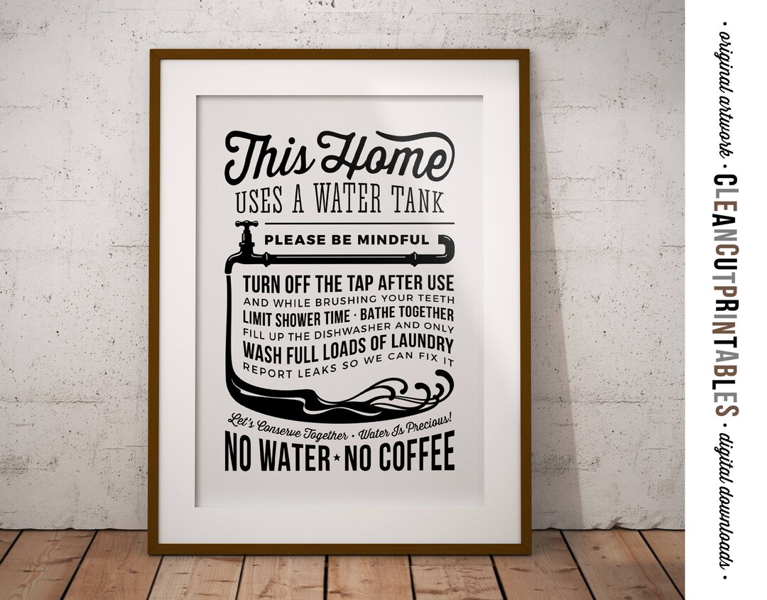 Water Rules Sign for Home With Water Tank Save Water Conserve Drought ...