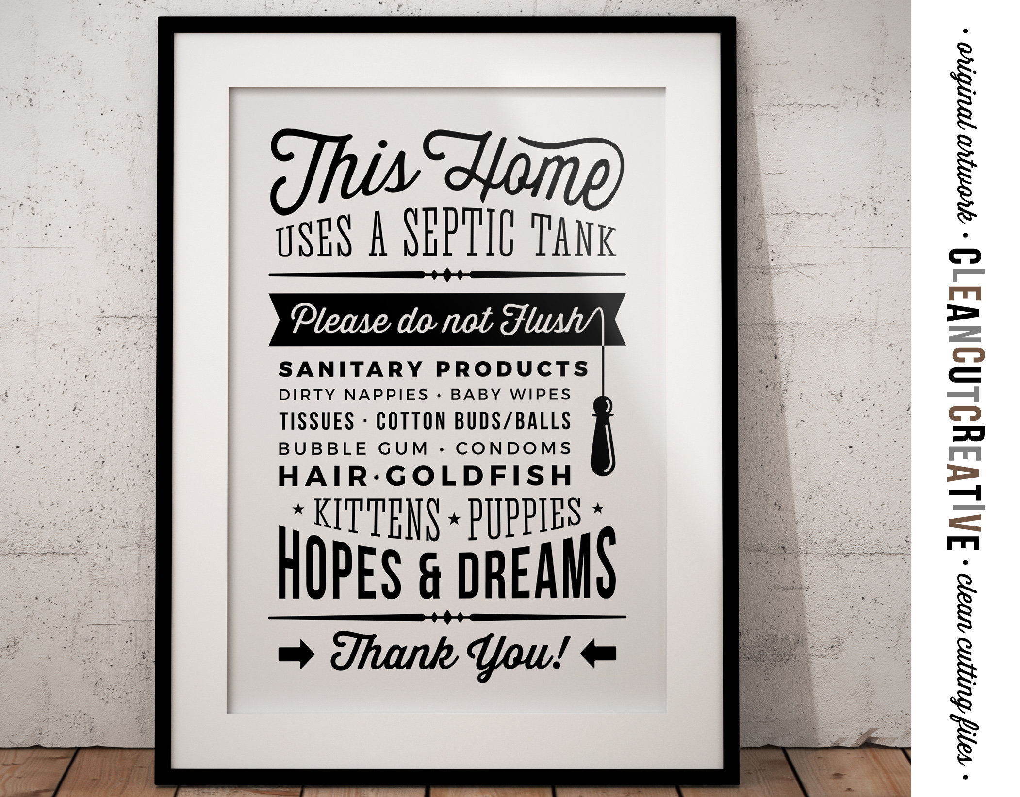 Bathroom Sign Septic Tank Print UK - Funny Do Not Flush Hopes & Dreams ...
