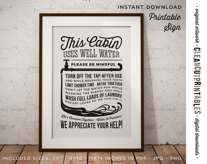 Airbnb Conserve Water Sign: Every Drop Counts Printable (editable) - Etsy