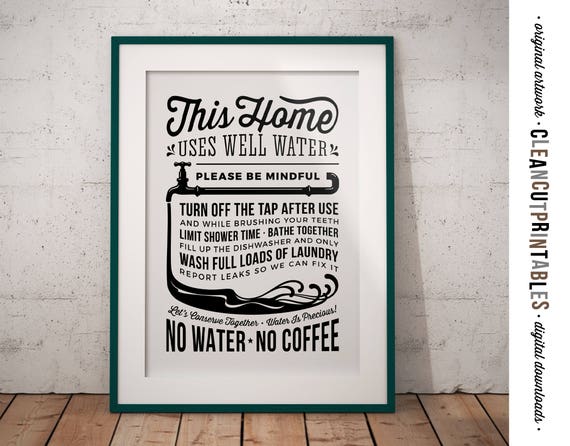 Water Rules Sign for Home with Water Well save water | Etsy