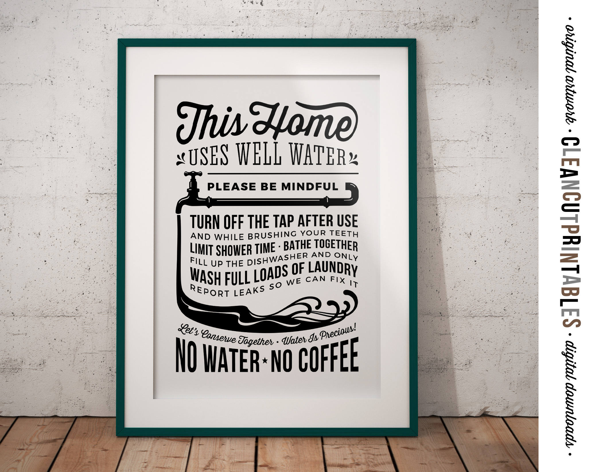 Water Rules Sign for Home with Water Well save water | Etsy