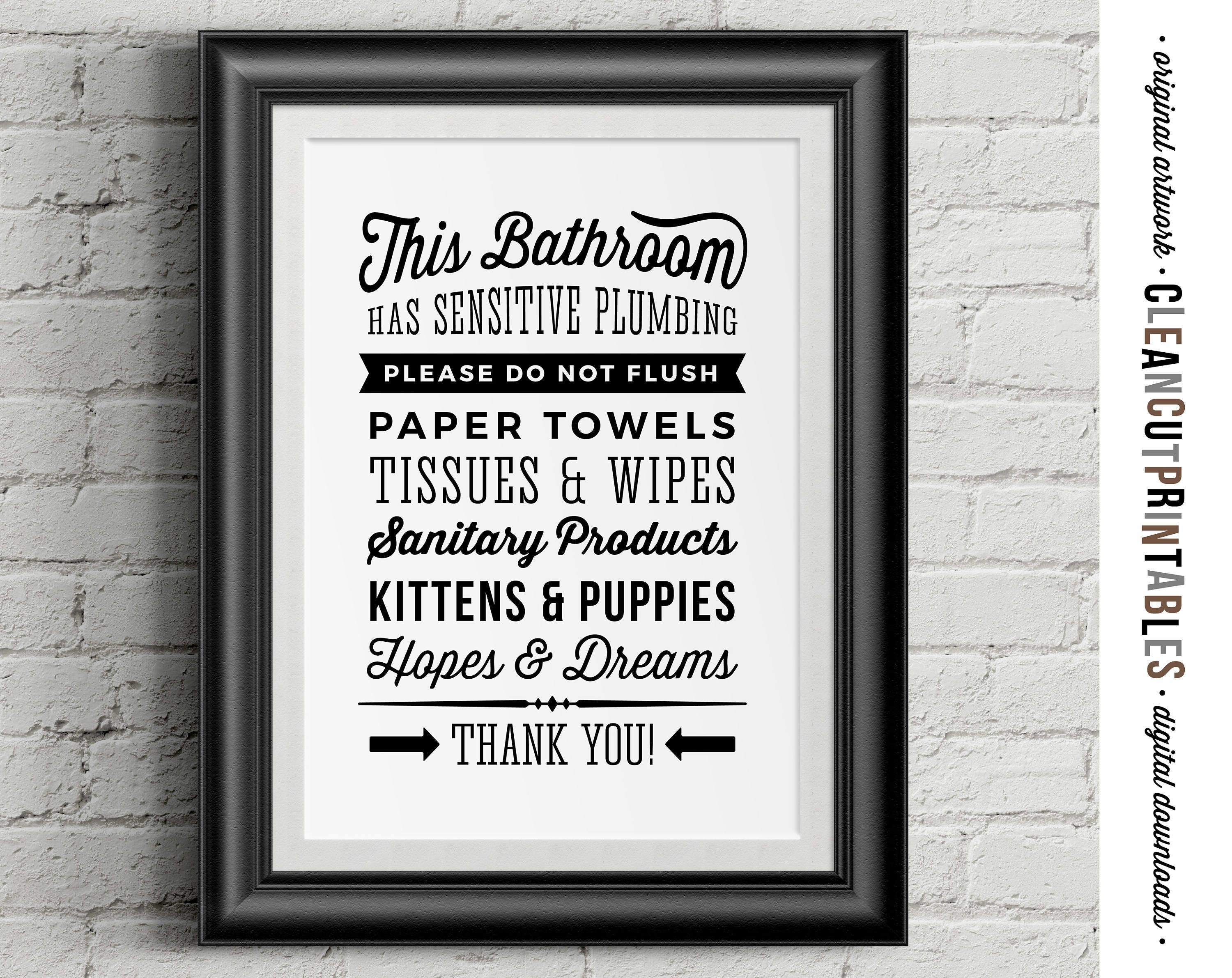 Bathroom Sign Sensitive Plumbing Do Not Flush Hopes & Dreams - Etsy Canada
