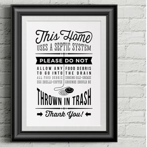 Kitchen Sign Septic System - No Garbage Disposal - Kitchen Wall Art ...