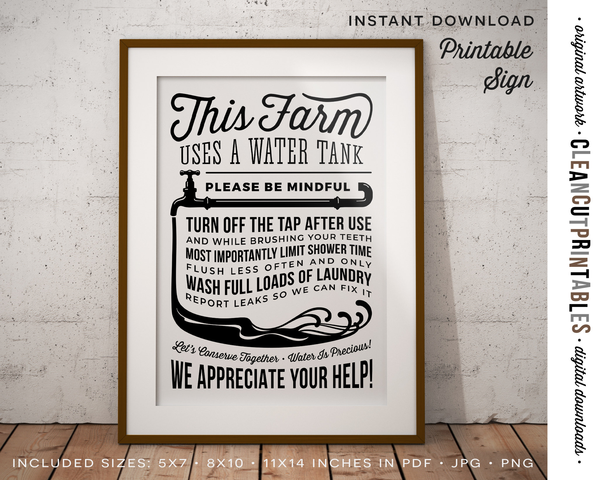Water Rules Sign for Farm With Water Tank - Do Not Waste Precious Water ...