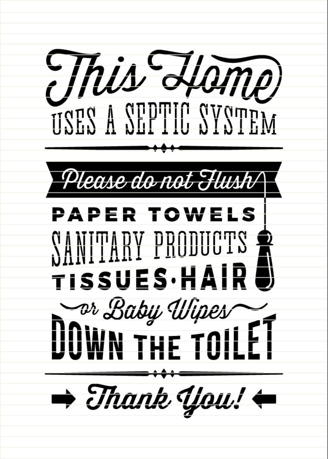 Bathroom Sign Septic System Do Not Flush Toilet Sign PDF - Etsy