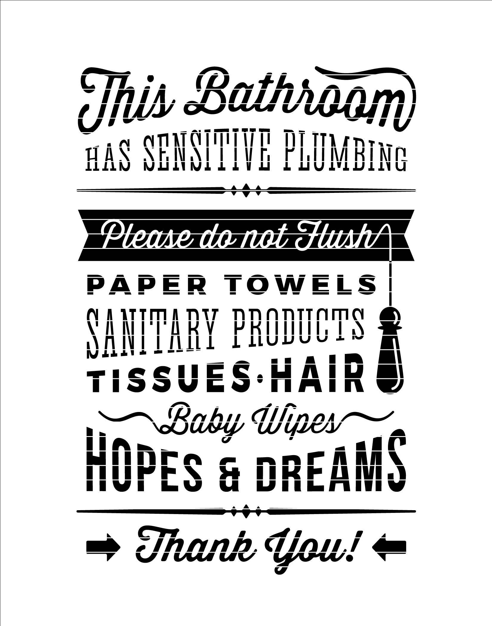 Bathroom Sign Sensitive Plumbing (no Septic System) - Do Not Flush ...