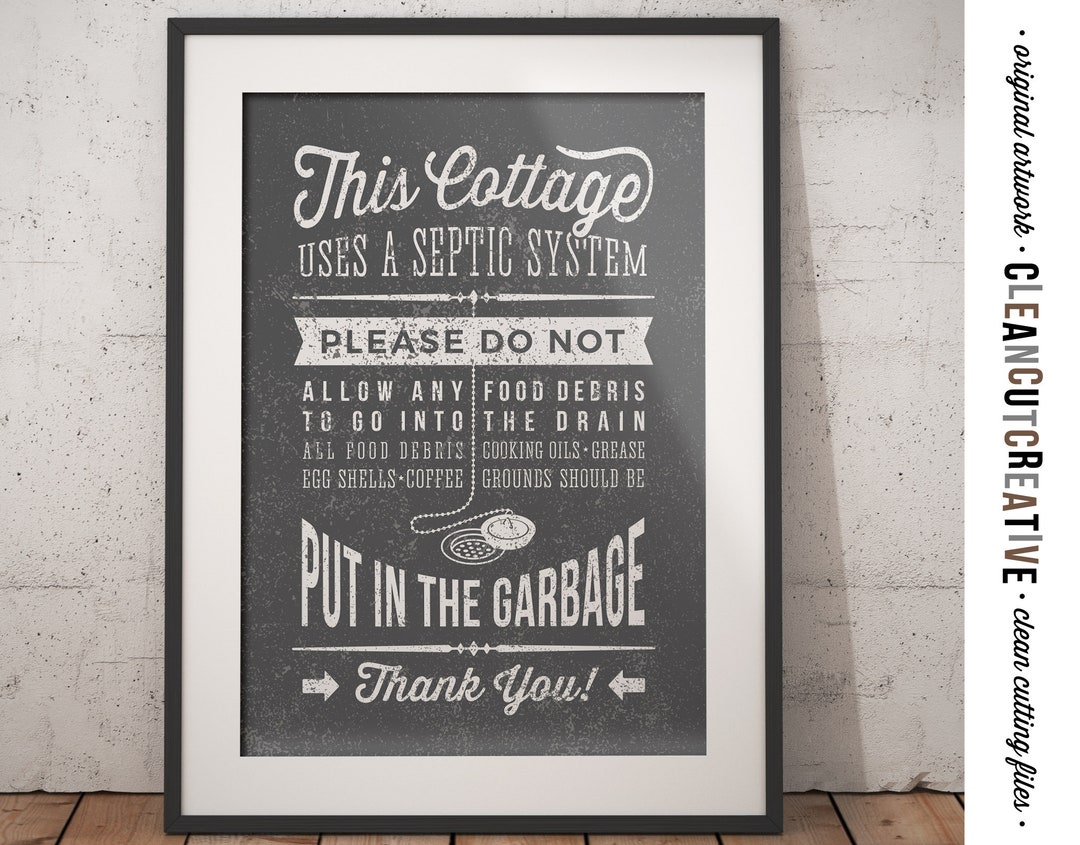Cottage Kitchen Sign Septic System - Cottage Kitchen Wall Art Garbage ...