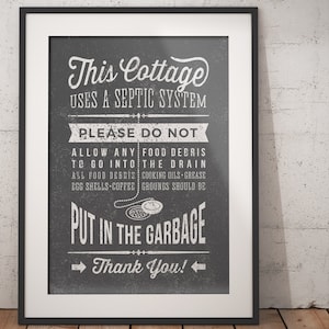 Cottage Kitchen Sign Septic System - Cottage Kitchen Wall Art Garbage ...