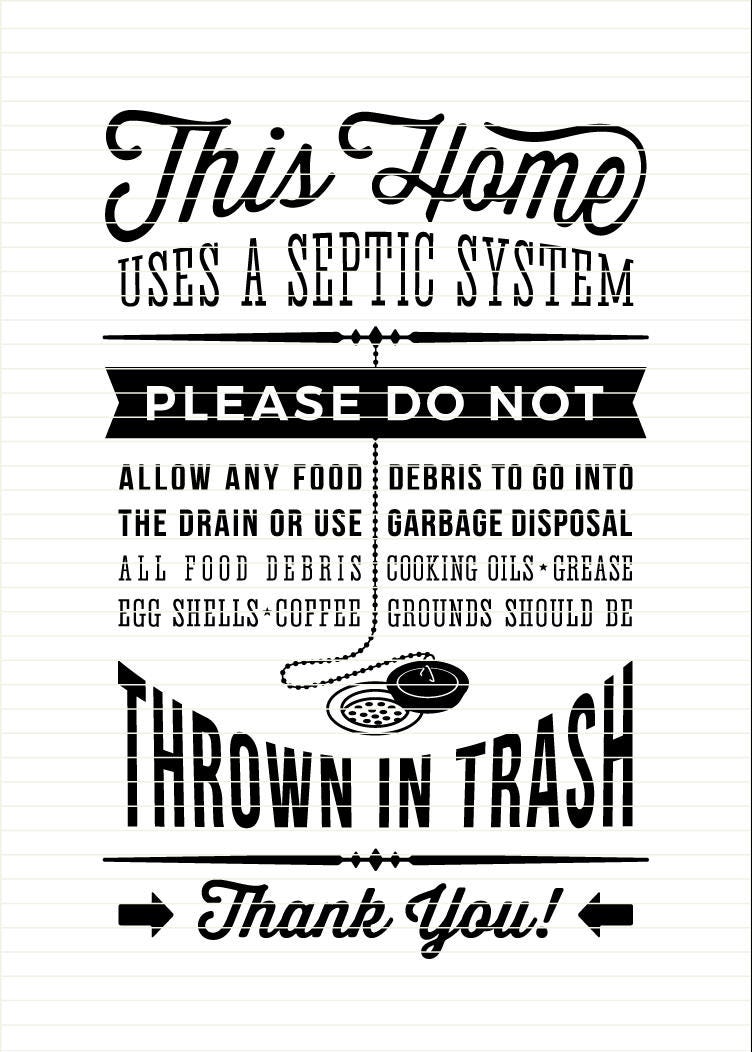Rustic Kitchen Sign Septic System Do Not Flush Food Debris - Etsy