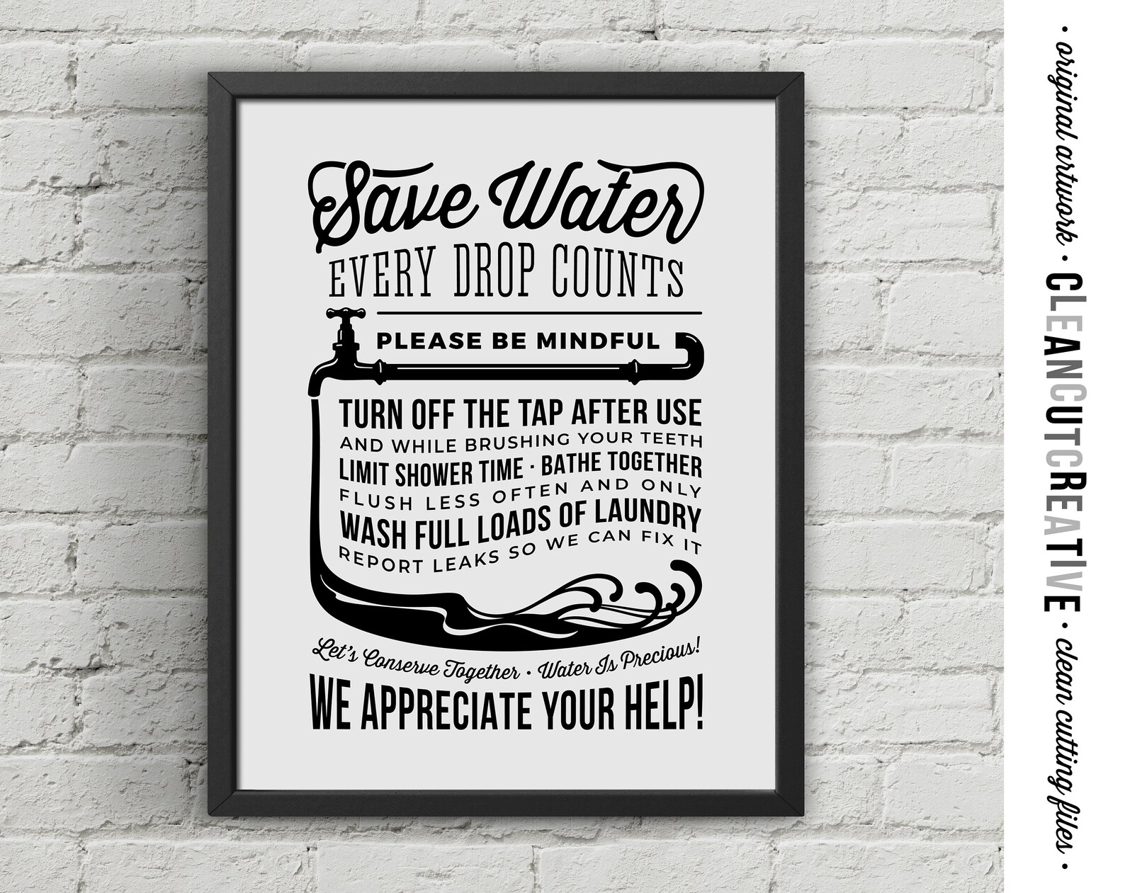 Bathroom Rules Save Water Sign water conservation don't | Etsy