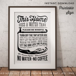 Funny Kitchen Water Rules Sign for Home With Water Tank - Save Water ...