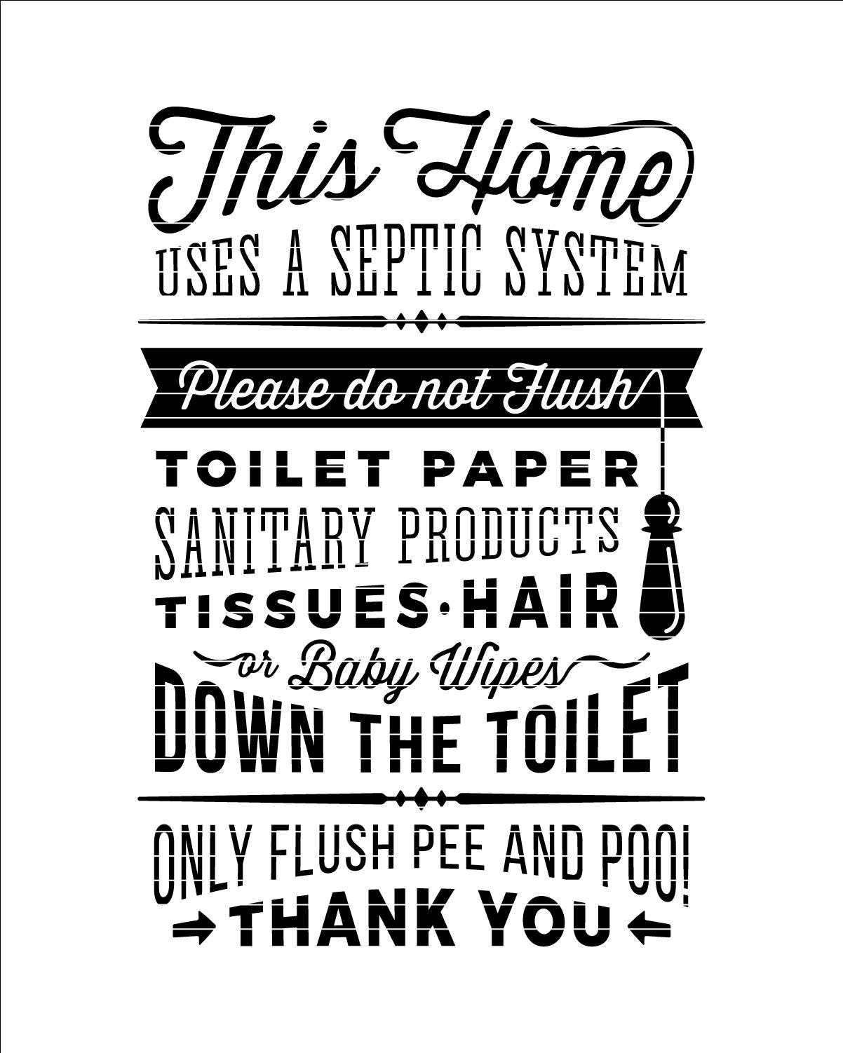 Do Not Flush Toilet Sign - Only Pee and Poo - Bathroom Sign Septic ...